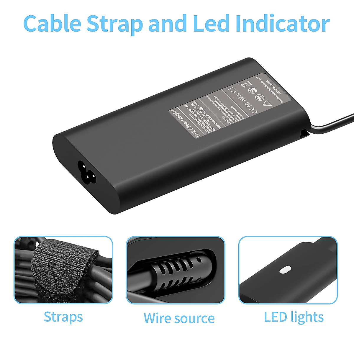 for Dell 130W Laptop Charger USB C Replacement for Dell Inspiron 16 Plus 7630 7610 7620 7620 2 in 1 Business Laptop,14 Plus 7420,Latitude 5511 5520 USB Type C Laptop Charger Power Adapter