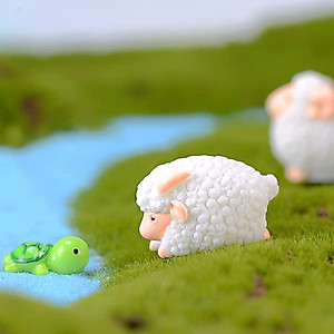 20PCS Miniature Sheep Figurines Sheep Cake Topper White Sheep Model Mini Animal Model for Flower Pot Fairy Garden Decoration