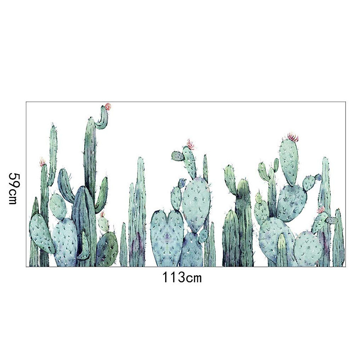 BIBITIME Cactus Wall Decal Green Plants Flower Vinyl Sticker Peel and Stick Home Art PVC Murals for Living Room Nursery Bedroom Children Kids Room Decor (DIY, Cactus - 1 Set)