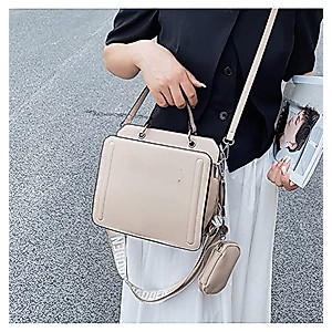 ZINGINGEN PU Leather Tote Bag for Women,Fashion Handbag Shoulder Crossbody Bags with Double Shoulder Straps (Color : Khaki)