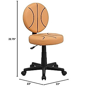 Pemberly Row Basketball Office Swivel Chair in Black and Orange