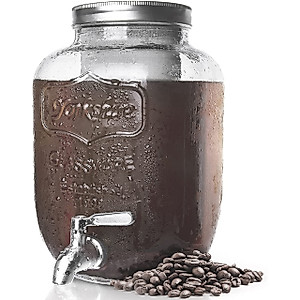 Palais Essentials 1 Gallon Cold Brew Coffee Maker with Thick Glass Carafe & Stainless Steel Mesh Filter and Spigot - Premium Iced Coffee Maker, Cold Brew Pitcher & Tea Infuser