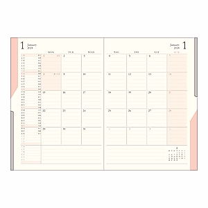 Midori 22262006 Double Schedule Notebook, 2024, B6, Monthly, Black (Starts October 2023) (black)