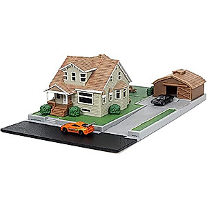 Jada Toys Fast & Furious Nano Hollywood Rides Dom Toretto's House Display Diorama with Two 1.65" Die-cast Cars, Toys for Kids and Adults (33668)