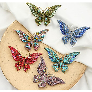 Crystal Rhinestone Butterfly Brooch Elegant Lapel Pins Dress Accessories Jewelry Gift For Women Girls (Multi)