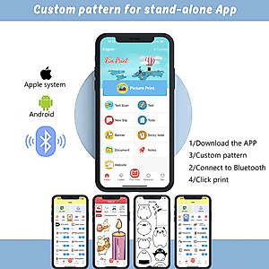 Portable Sticker Printer - Mini Instantly Print Customized Sticker, Bluetooth Wireless Sticker Printer for Office Home Organization, Pocket Thermal Printer Compatible with iPhone/Android (White)