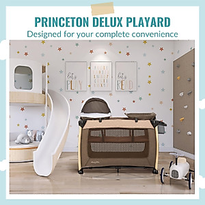 Dream On Me Princeton Deluxe Nap N Pack 3-in-1 Convertible Playard, Changer and Bassinet, Lightweight and Portable Baby Playard, Breathable Mesh, Easy to Carry Travel Playard