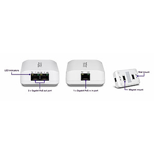 TRENDnet 2-Port Gigabit PoE++ Extender, 1 x Gigabit PoE++ in Port, 2 x Gigabit PoE Out Ports, Extends 100m (328 ft) Up to 200m (656 ft), Daisy Chain 4 Units for up to 500m (1640 ft), Black, TPE-BE200