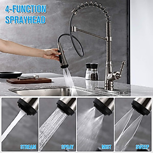 Single Handle Kitchen Sink Faucet with Pull Down Sprayer, Single Level Pull Out Kitchen Faucet, Brushed Nickel