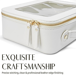 Popvibe Clear Makeup Case White Toiletry Bag Travel Large Clear Cosmetic Bag with Zipper, Big Make Up Bag Organizer Women Traveling TSA Approved Transparent Bag Car for Essentials