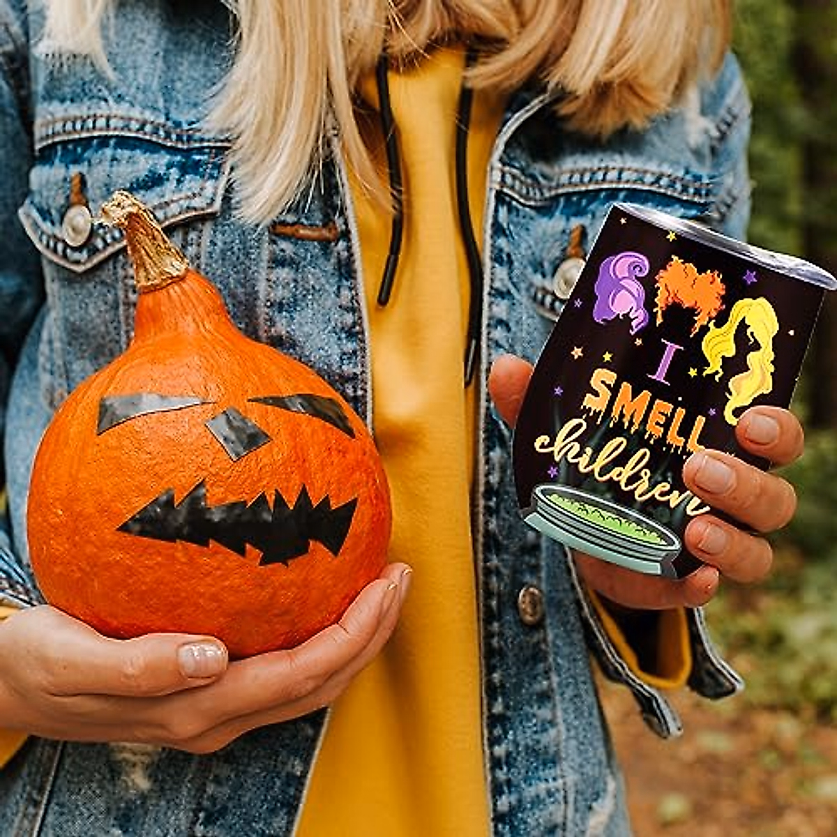 Whaline Halloween Witch Wine Tumbler 12 oz Stainless Steel Tumbler with Straw and Cleaning Brush Witch Sisters Hocus Pocus Coffee Cup for Women Girlfriend Besties Wife Lover Spouse Squash Gifts