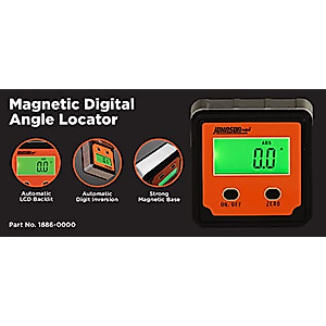 Johnson Level & Tool 1886-0000 Magnetic Digital Angle Locator w/ 2 Buttons, Orange, 1 Locator