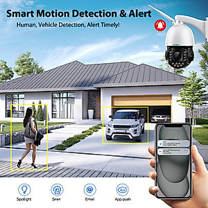 SV3C PTZ Security IP Camera Outdoor, 20X Optical Zoom 5MP Dual Band 2.4G 5GHZ WiFi Home Cameras Support Onvif, RTSP Browser Viewing, Humanoid Detect, Metal Shell Waterproof, 2-way Audio,SD Card Record