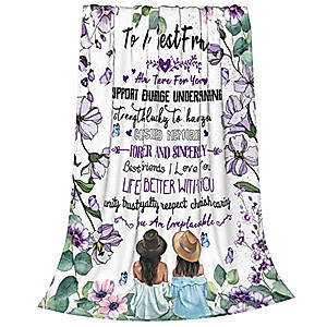 Best Friend Bestie Birthday Gifts Throw Blanket Women Bestie Sister Teen Girls Long Distance Friendship Gift Christmas or Birthday 60"x50"