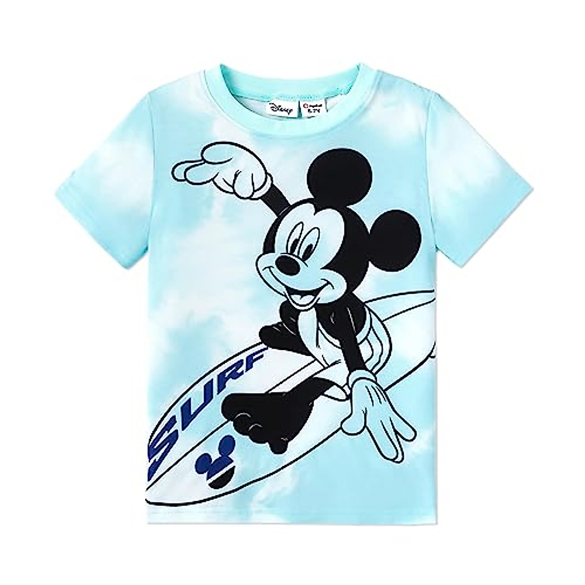 Disney Mickey and Friends Kids Boys Girls Solid Character Print Short-Sleeve Cotton Tees T-Shirts Tops 2PCS Blue&Yellow 9-10Years