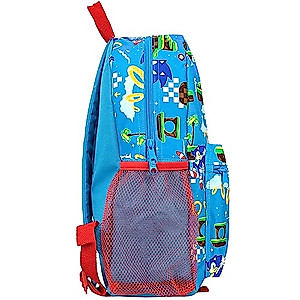 Sonic The Hedgehog Backpack Set | Backpack, Lunchbag, Pencil Case, Water Bottle | Kids Backpack | Blue
