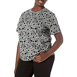 Disney Womens Plus Size T-Shirt Minnie Mouse All Over Print (Heather Grey, 3X)
