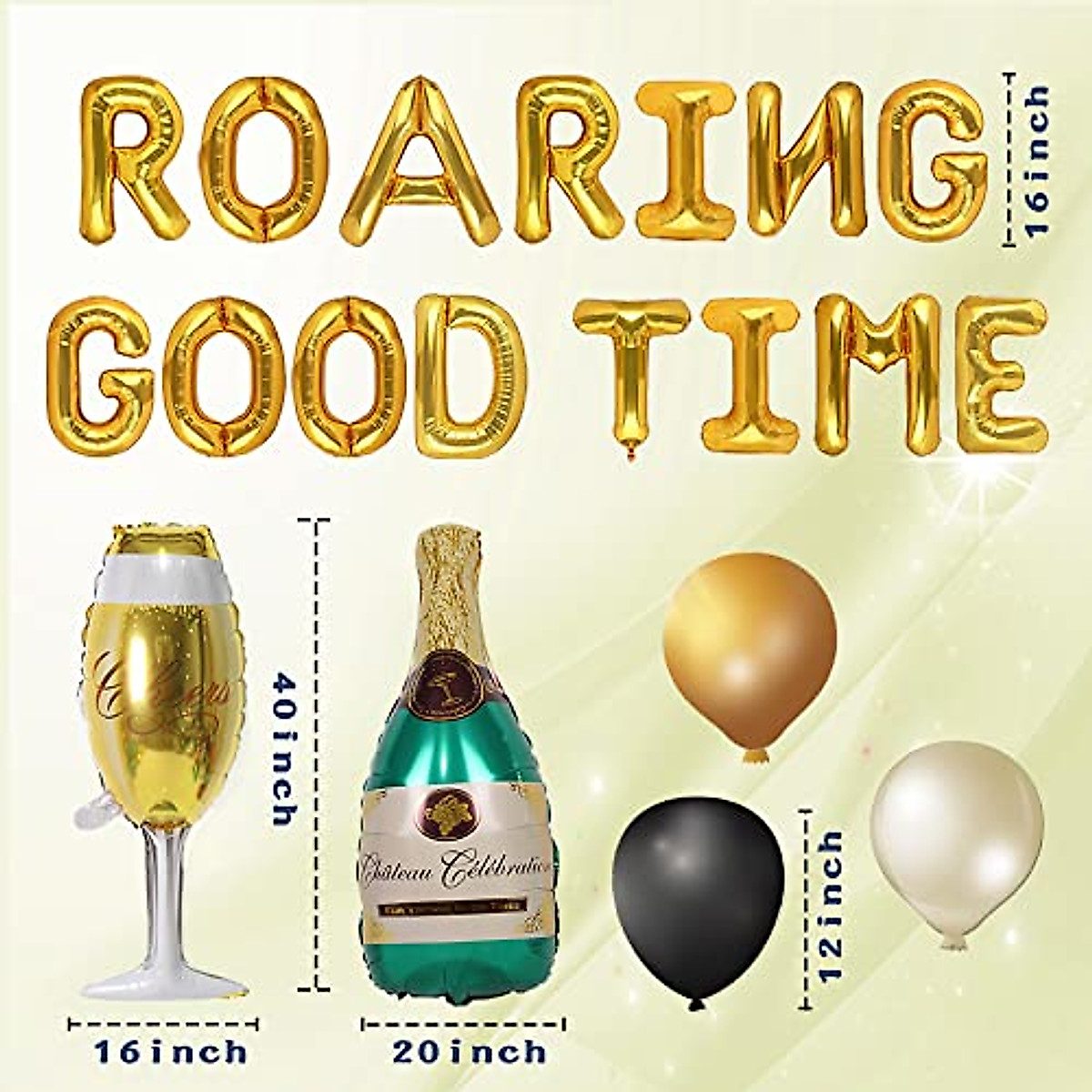 LaVenty Set of 15 Roaring Good Time Balloons Great Gatsby Party Decoration Roaring 20s Party Balloons Roaring Twenties Decorations Flapper Party Decor