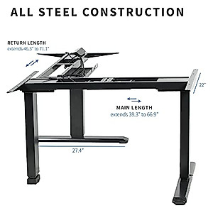 VIVO Electric Motor Sit Standing Height Adjustable Corner 3 Leg Desk Frame, Frame Only, Sit Stand Ergonomic L Frame, DESK-V133E