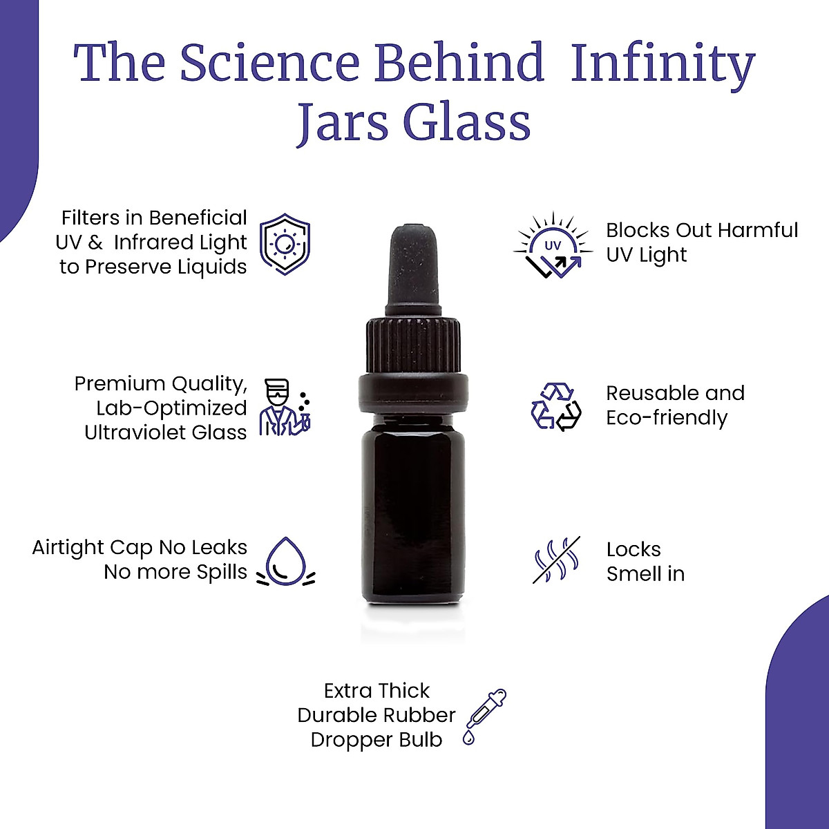 Infinity Jars Glass Dropper Bottle Ultraviolet Black Glass Tincture Bottle 5ML (.17 Fl oz) w Eye Droppers Caps, Leak-Proof Travel Bottle for Essential Oils, Liquids | Amber Glass Dropper Bottle