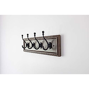 Hickory Hardware Cottage Collection Coat Rack/Hook Rail 4 Coat and Hat Hooks 20 Inch Long Medium Wood Grain with Vintage Bronze Finish