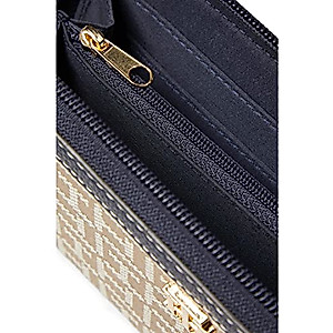 Tommy Hilfiger Liv II Zip Around Wallet Square Monogram Jacquard Khaki Tonal One Size