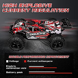 RÄDER DRÜCKE RC Cars-1:18 Scale 45+KM/H High Speed RC Car Hobby Grade Remote Control Car 4x4 Off Road Monster Car, All Terrain Waterproof Toys for Kids Adults with 2 Rechargeable Batteries