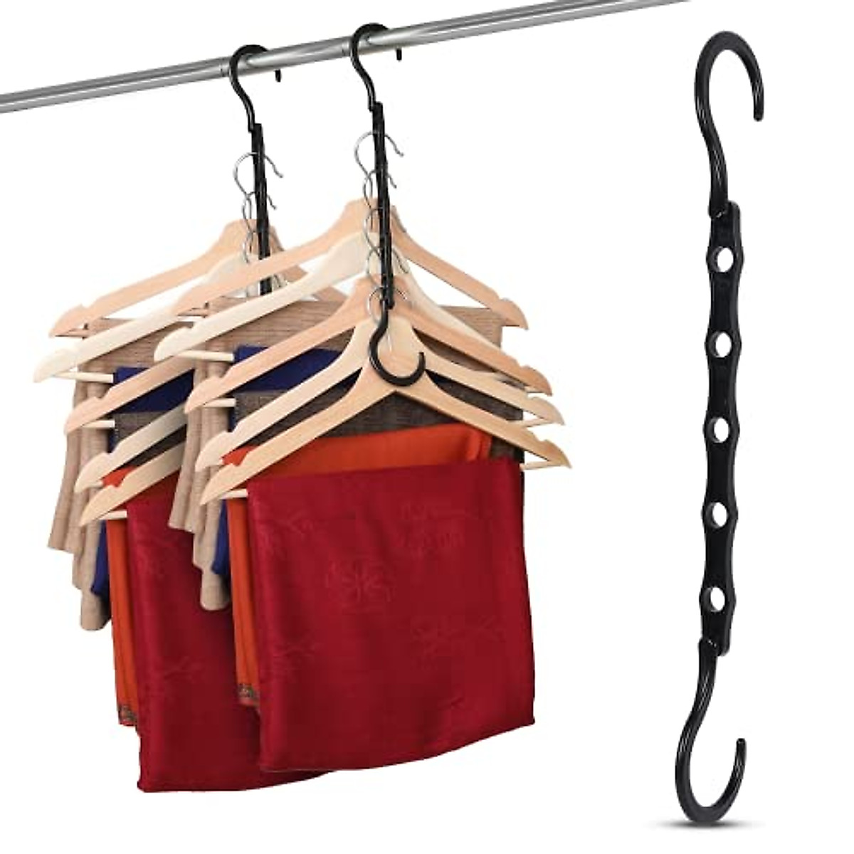 Hanger Central 10 Pcs Space Saving Hangers for Clothes - Multi-Hangers, Space Saver Hangers for Closet Organizing, Hangs 10 Clothes Horizontally and 5 Clothes Vertically