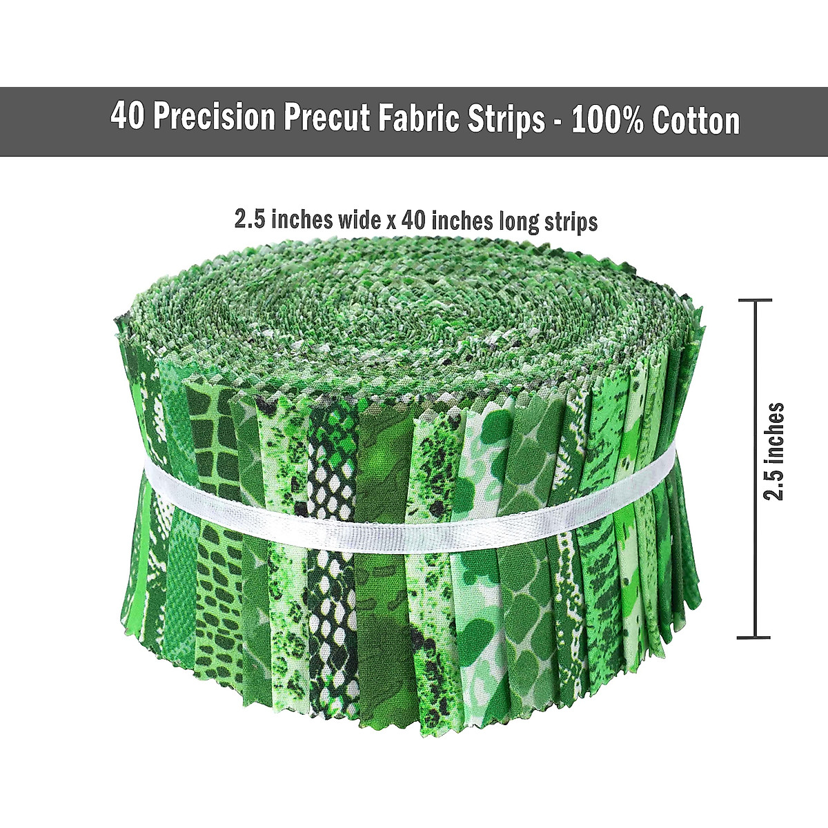 Soimoi 40Pcs Tie Dye Print Cotton Precut Fabrics for Quilting Craft Strips 2.5x42inches Jelly Roll - Green