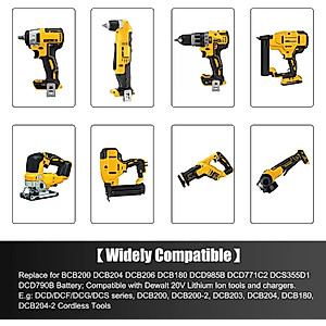20V 8.0Ah Replacement for Dewalt 20V Max Battery, Compatible with Dewalt 20V Battery Max XR Cordless Tools DCB206 DCB200 DCB201 DCB204 DCB207 DCD/DCF/DCG Series 2Pack