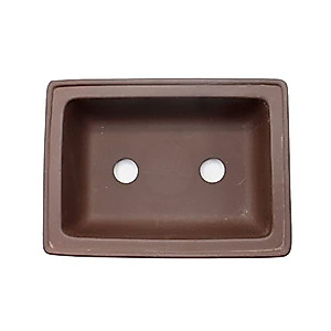 Yokkaichi Banko Yaki Bonsai Pot Ceramic Rectangle Window Shaped Decorations Noglazed (6.5")