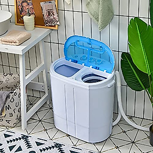 Qzexun 2 in 1 Laundry Washer and Spin Dryer Combo Electric Portable Washing Machine, Blue
