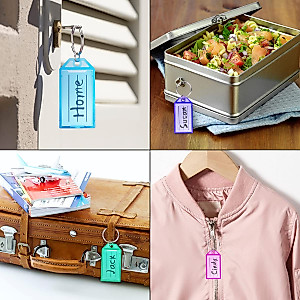 Cuttte 20 Pack Plastic Key Tags with Container, Key Labels with Ring and Label Window, 5 Colors