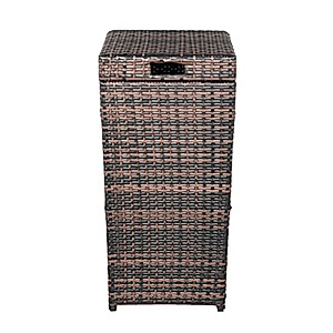 ZSEDP with Top Cover Iron Frame Rattan Trash Can Brown Gradient Outdoor Trash Can Warehouse