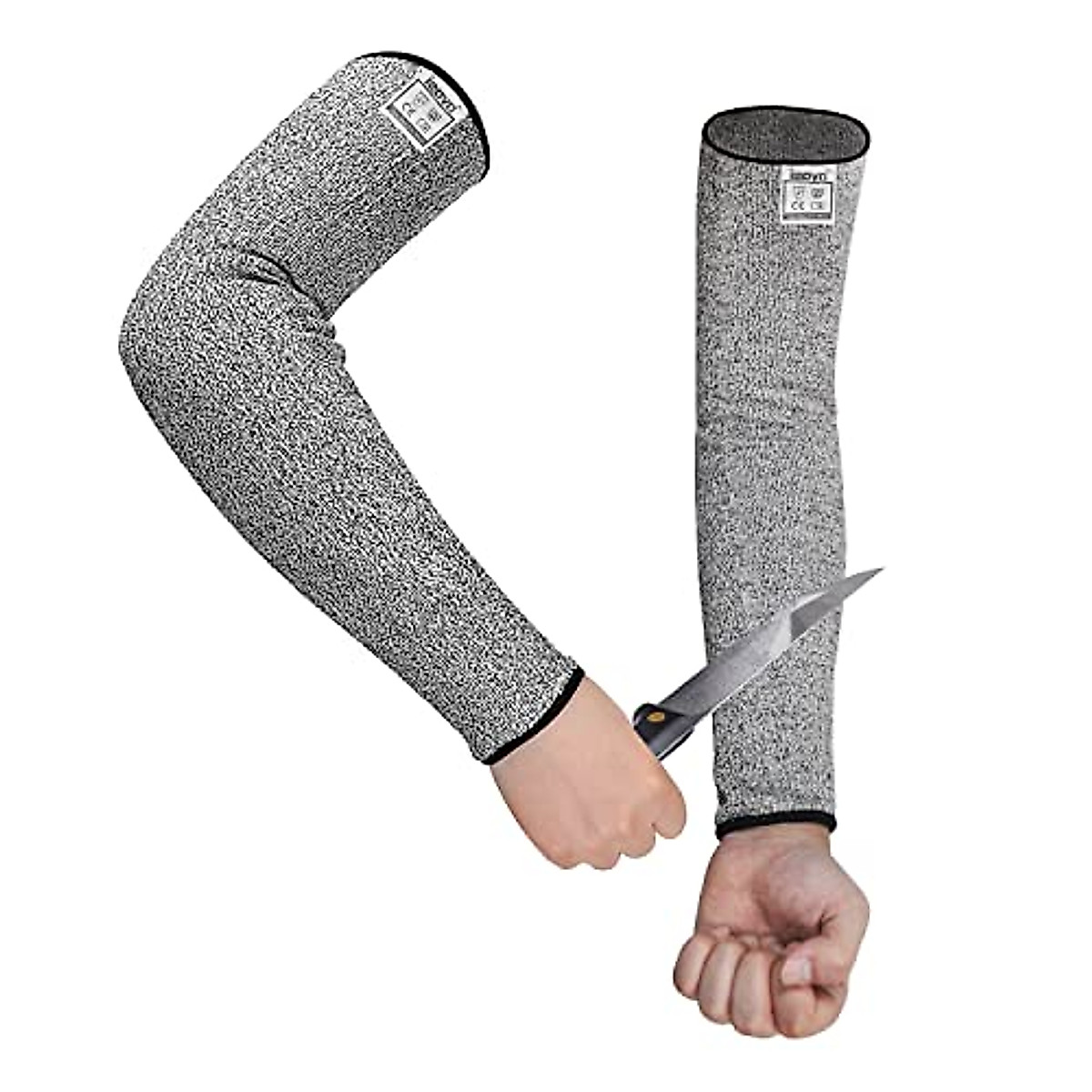 IEOVO Protective Arm Sleeves, Level 5 Protection Cut Resistant Sleeve, Anti Abrasion Arm Protectors Cut Heat Resistant Sleeve Safety Arm Guard for Garden Kitchen Farm (Grey)