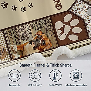 Bedmust Boxer Blankets for Medium Dog Gifts for Women Warm Lightweight Sherpa Best Friend Boxer Dog Ornament Blanket for Bed Couch Sofa (50X60 inches)