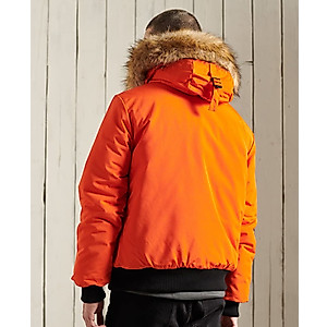 Superdry Mens Everest Bomber Jacket, Zip And Popper Fastening Orange Size M