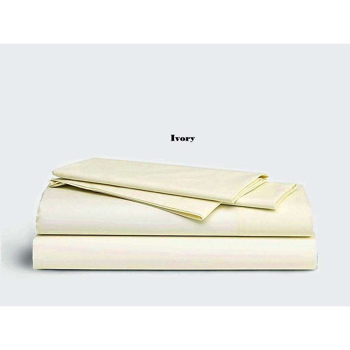 White House Linen Luxury Hotel Sheet 600 Thread Count 100% Egyptian Cotton Sheet Set Twin (39" X 75") Ivory Solid Fit Mattress Upto 16-18 Inch Deep Soft and luxuorious