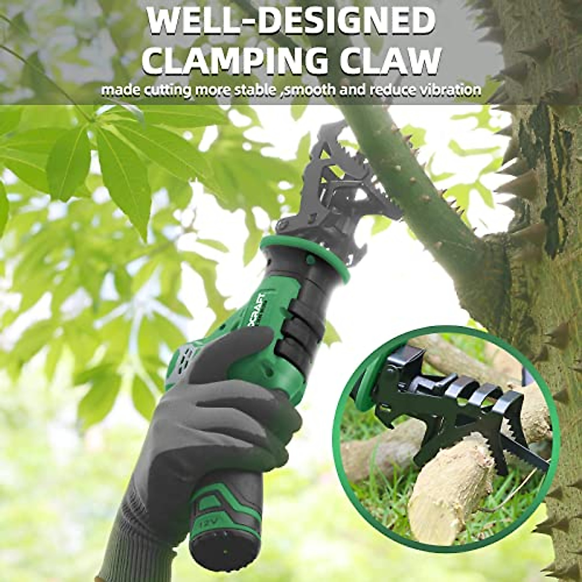 ALTOCRAFT 12V Cordless Reciprocating Saw with 2 Batteries,Portable Small Power Cutter w/Clamping Jaw,Variable Speed,Tool-Free Blade Change,3 Saw Blades for Wood/Metal/PVC Cutting