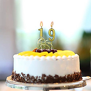 Beanlieve 10-Pieces Numeral Birthday Candles - Cake Numeral Candles Number 0-9 Glitter Cake Topper Decoration for Birthday,Wedding Anniversary,Party Celebration (Gold)