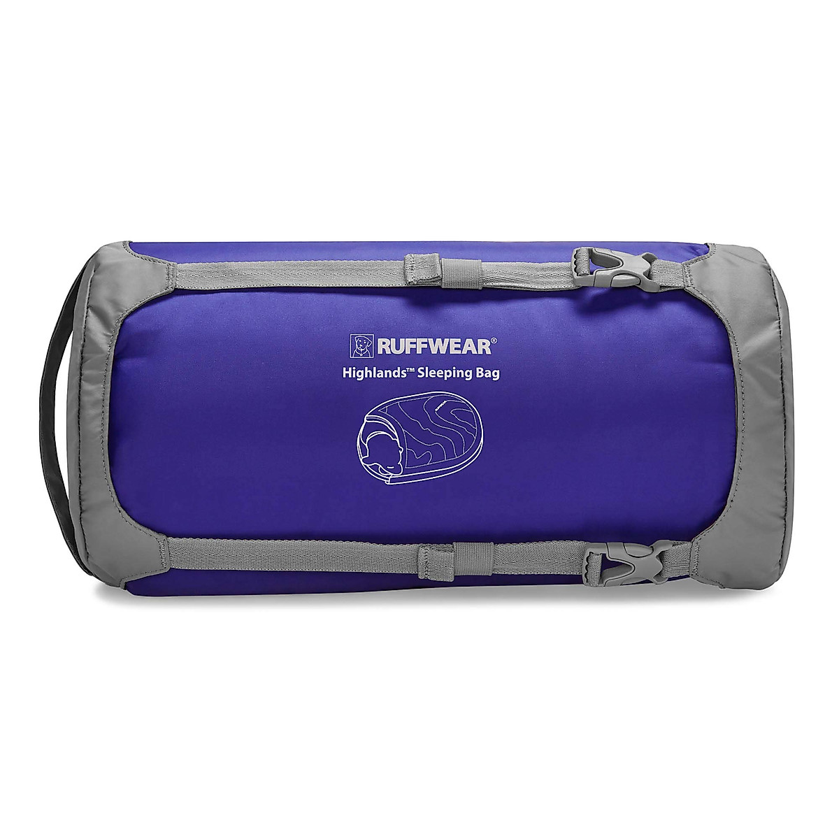 Ruffwear, Highlands Dog Sleeping Bag, Water-Resistant Portable Dog Bed for Outdoor Use, Huckleberry Blue, Large