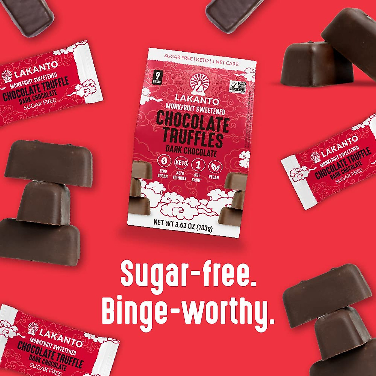 Lakanto Sugar Free Chocolate Truffles - Sweetened with Monk Fruit, Keto Diet Friendly, Vegan, 1 Net Carb, Creamy, Smooth, Delicious (Original - Pack of 1)