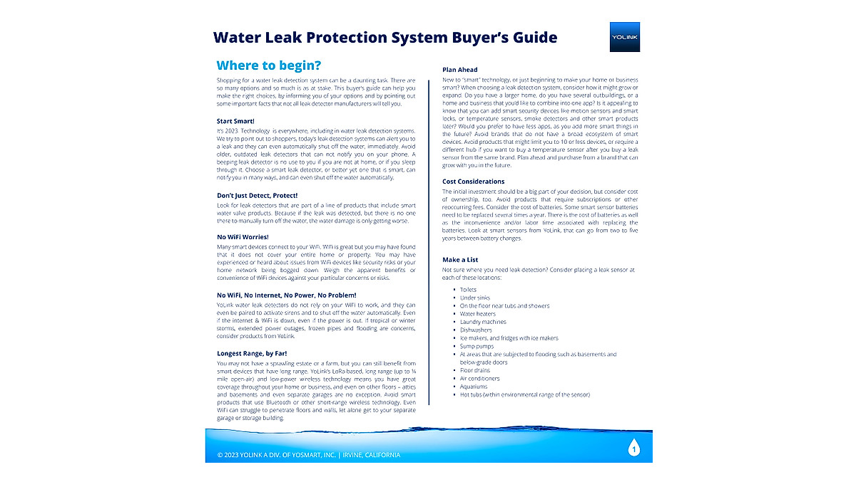 YoLink Smart Water Leak Sensor 3 Pack - Long Range, App Alerts & Alexa