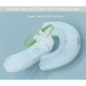 SIOTMERA Toddler U Shaped Soft Toothbrush 360° Clean Whole Mouth, Best Kids Teeth Brushes, Age 6-12 Years Infant Toothbrush,White Donut Design Handle with 3 Food Grade Soft Silicone Brush Head