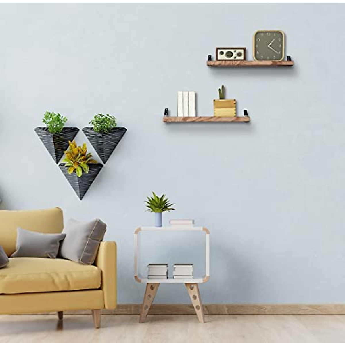 IKJZIZP Rustic Floating Shelves for Wall Decor Wood Wall Shelves for Bedroom Living Room Set of 5 Carbonized Black