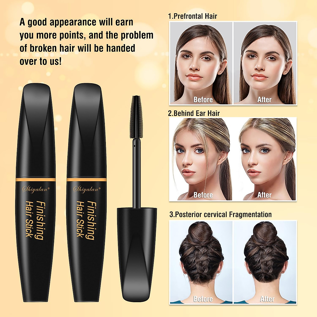 SUOFEIYA Hair Wax Stick for Women 2PC - Hair Finishing Stick, Fly Away Tamer and Mascara - Refreshing and Not Greasy