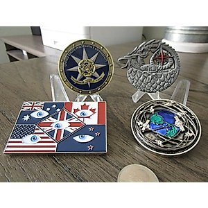 Lot of 4 Intelligence Challenge Coins NGA NSA Five Eyes Intelligence Community Reaper CIA Cyber Command