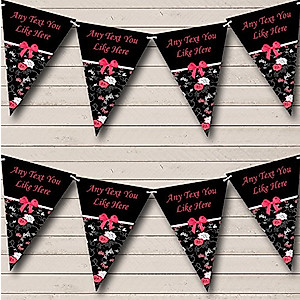 Black Pink Shabby Chic Vintage Personalized Hen Do Night Party Bunting Banner