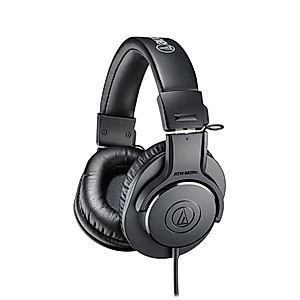 Audio-Technica AT2035PK Studio Condenser Microphone Pack with ATH-M20x Headphones and Cabled Boom Arm with Desktop Headphone Stand, Metal Mesh Microphone Pop Filter and Flexible Pop Filter