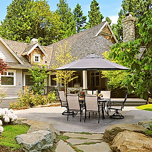 HAPPATIO Patio Dining Set,7 Piece Outdoor Dining Set,Patio Furniture Sets,2 Swivel Dining Chairs,4 Reg.Dining Chairs,Textilene Furniture Set for Patio,Yard,Pool (Gray)